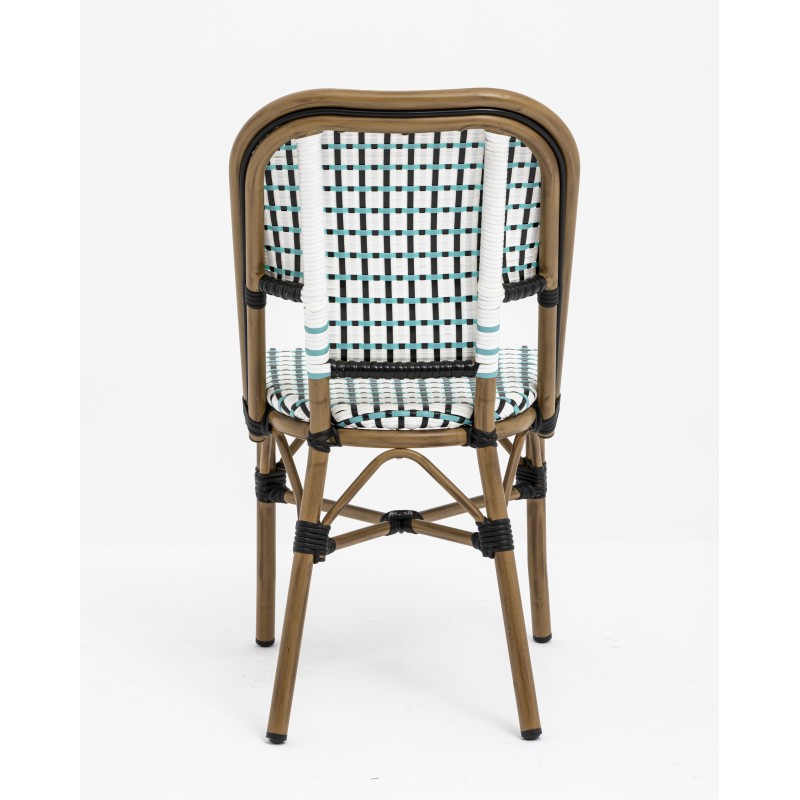 Chaise de terrasse tressée BASTILLE - bleu blanc noir