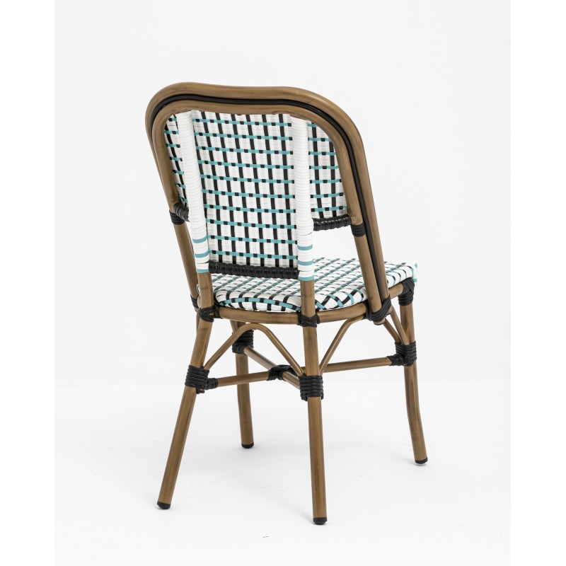 Chaise de terrasse tressée BASTILLE - bleu blanc noir