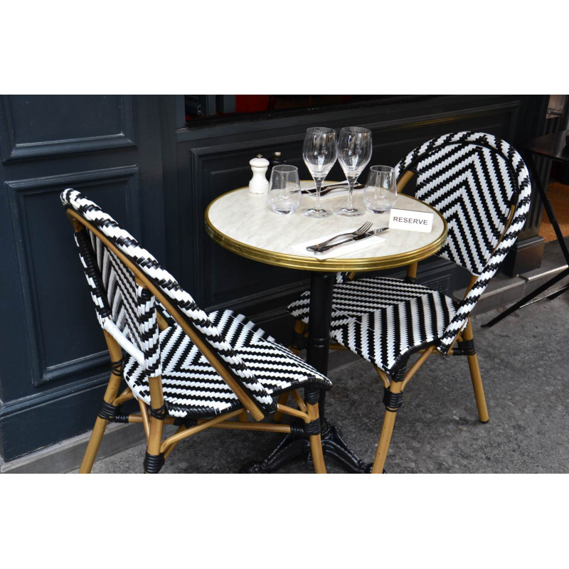 Table de terrasse bistrot MONCEAU - Marbre GENES - laiton