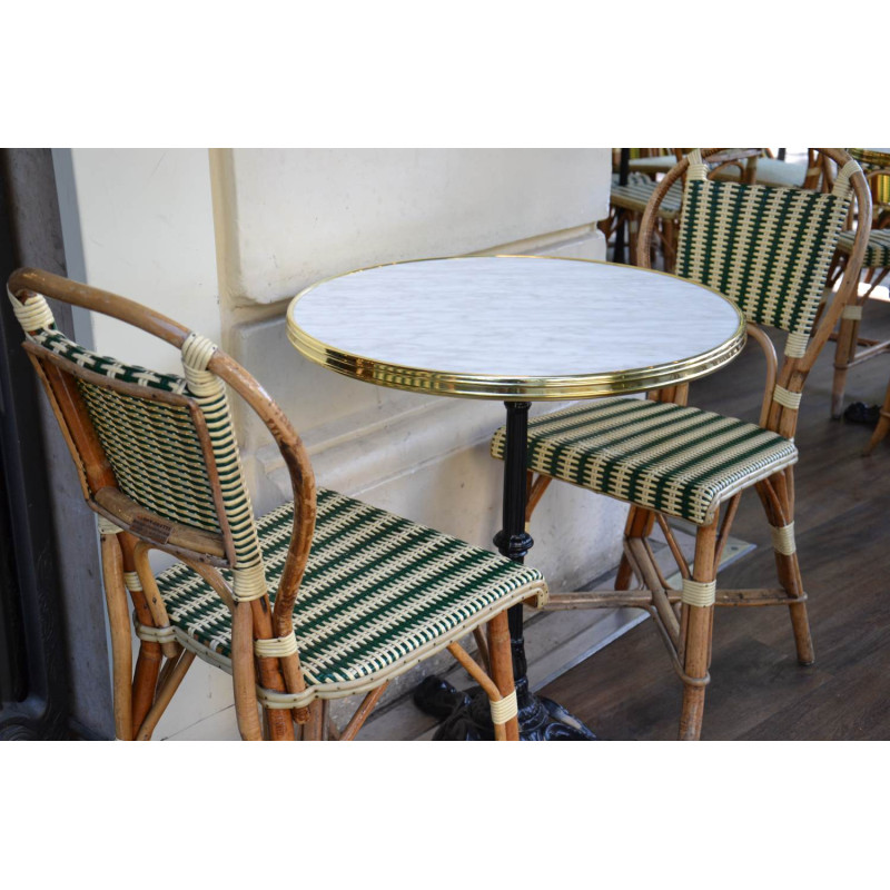 Table de terrasse bistrot MONCEAU - Marbre GENES - laiton