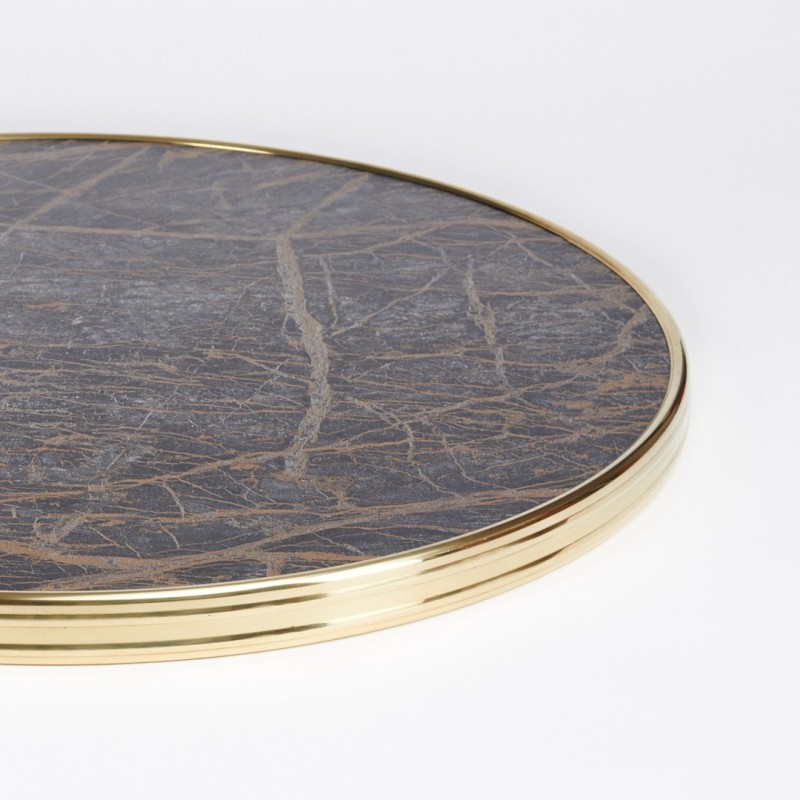 Plateau de table rond MARCEAU - Marbre SIENNA - Cercle laiton
