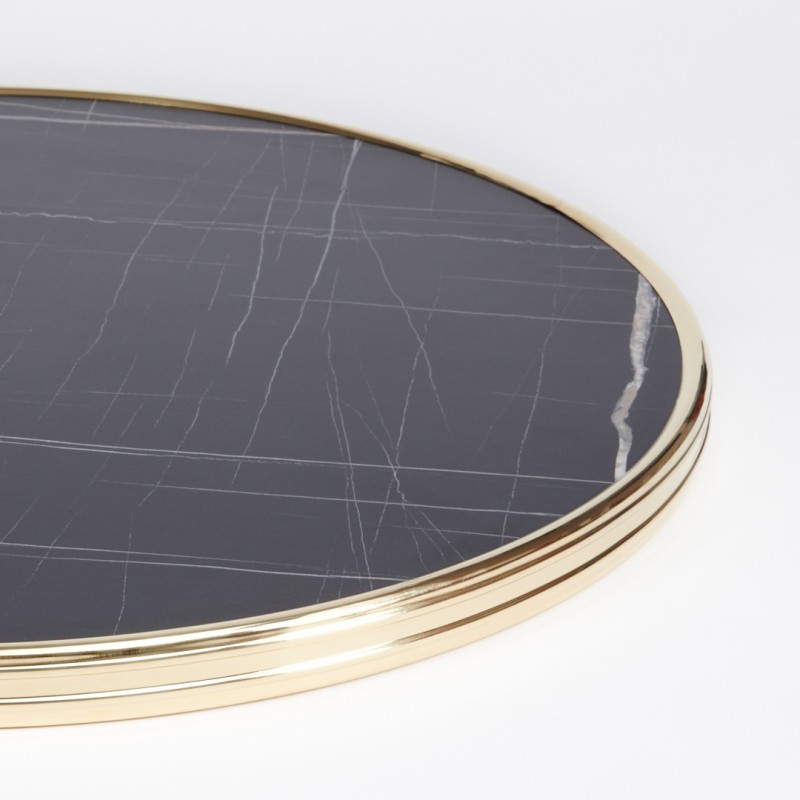 Plateau de table rond MARCEAU - Marbre MARQUINO - Cercle laiton