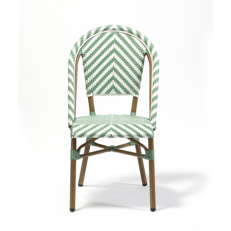 Chaise de terrasse tressée RIVOLI - vert et blanc