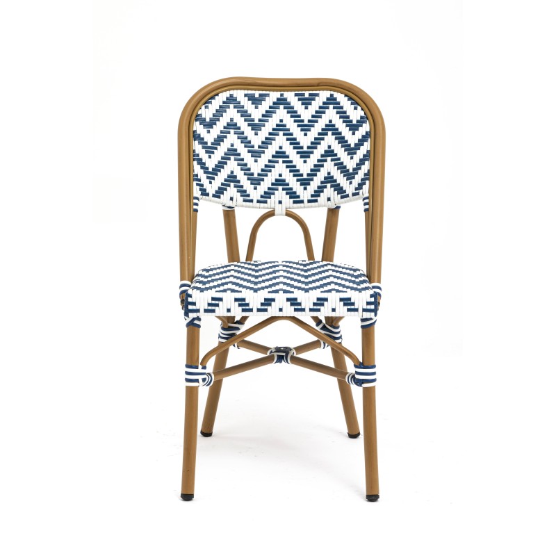 Chaise terrasse ALMA - Bistrot parisien - bleu et blanc