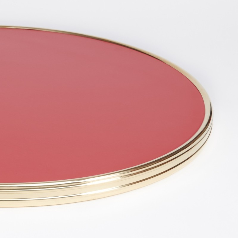 Plateau de table rond MARCEAU - Rouge CARMIN - Cercle laiton