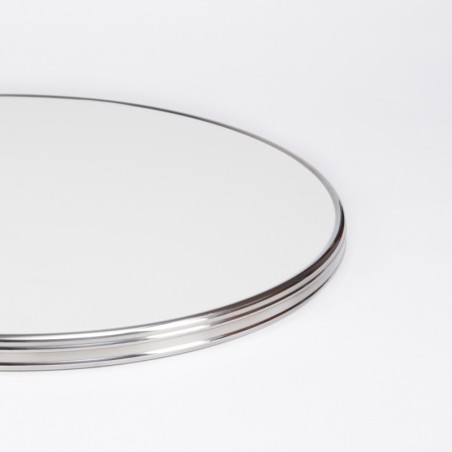 Table de terrasse MONCEAU - Blanc - cerclage Inox