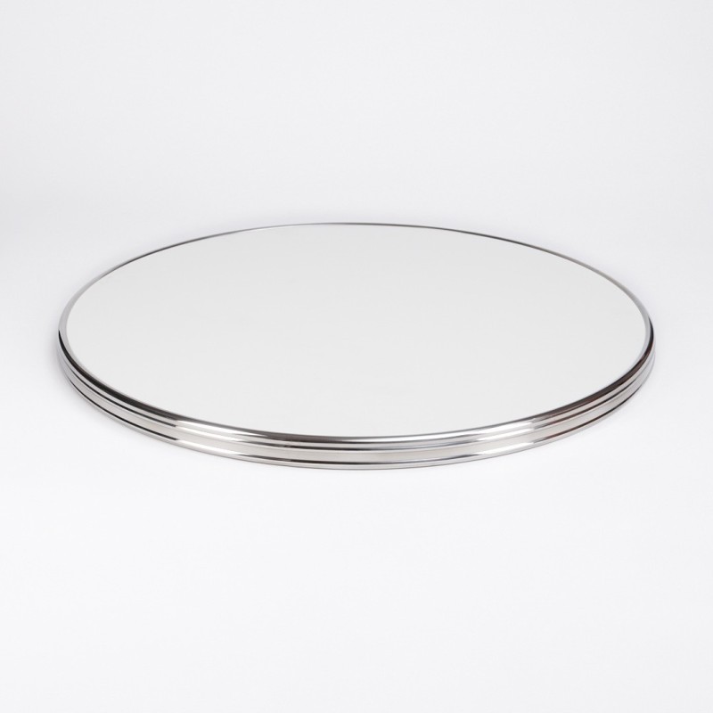 Table de terrasse MONCEAU - Blanc - cerclage Inox