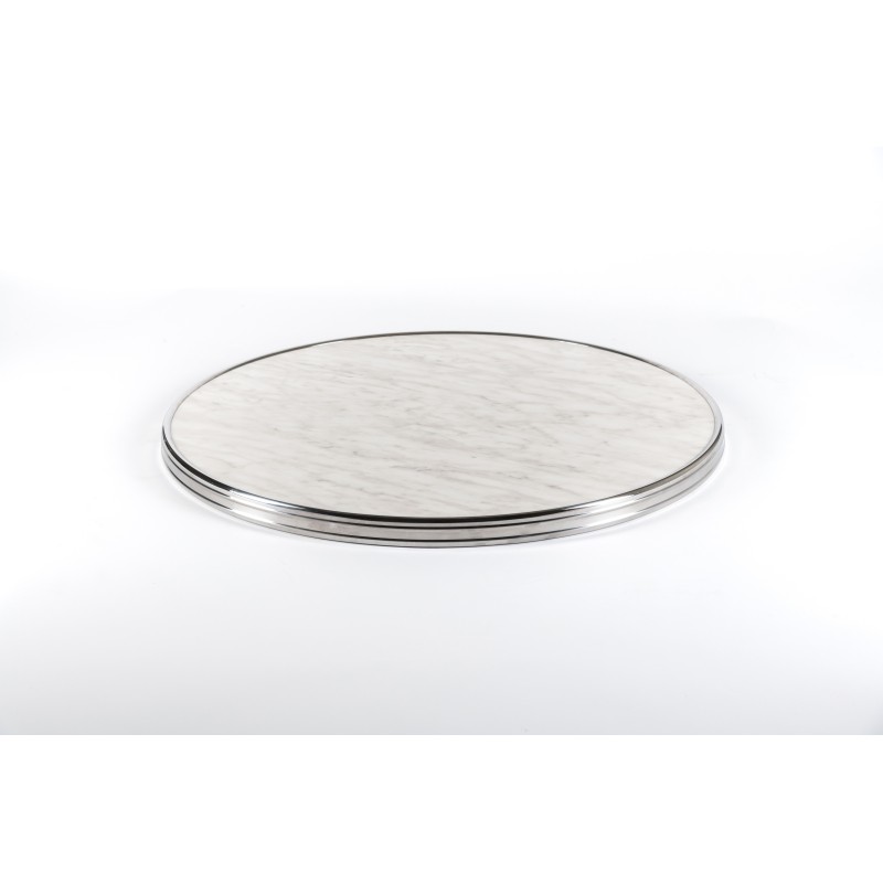 Table de terrasse MONCEAU - Marbre GENES - cerclage inox